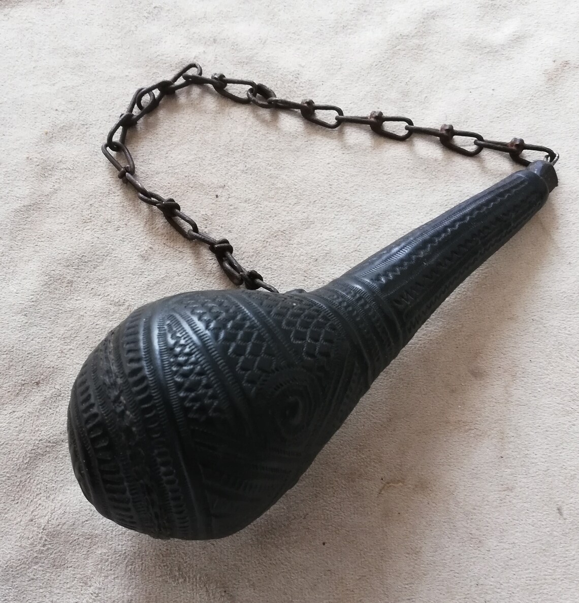 Antique Scrotum Leather Gun Powder Flask Collectable Hand - Etsy