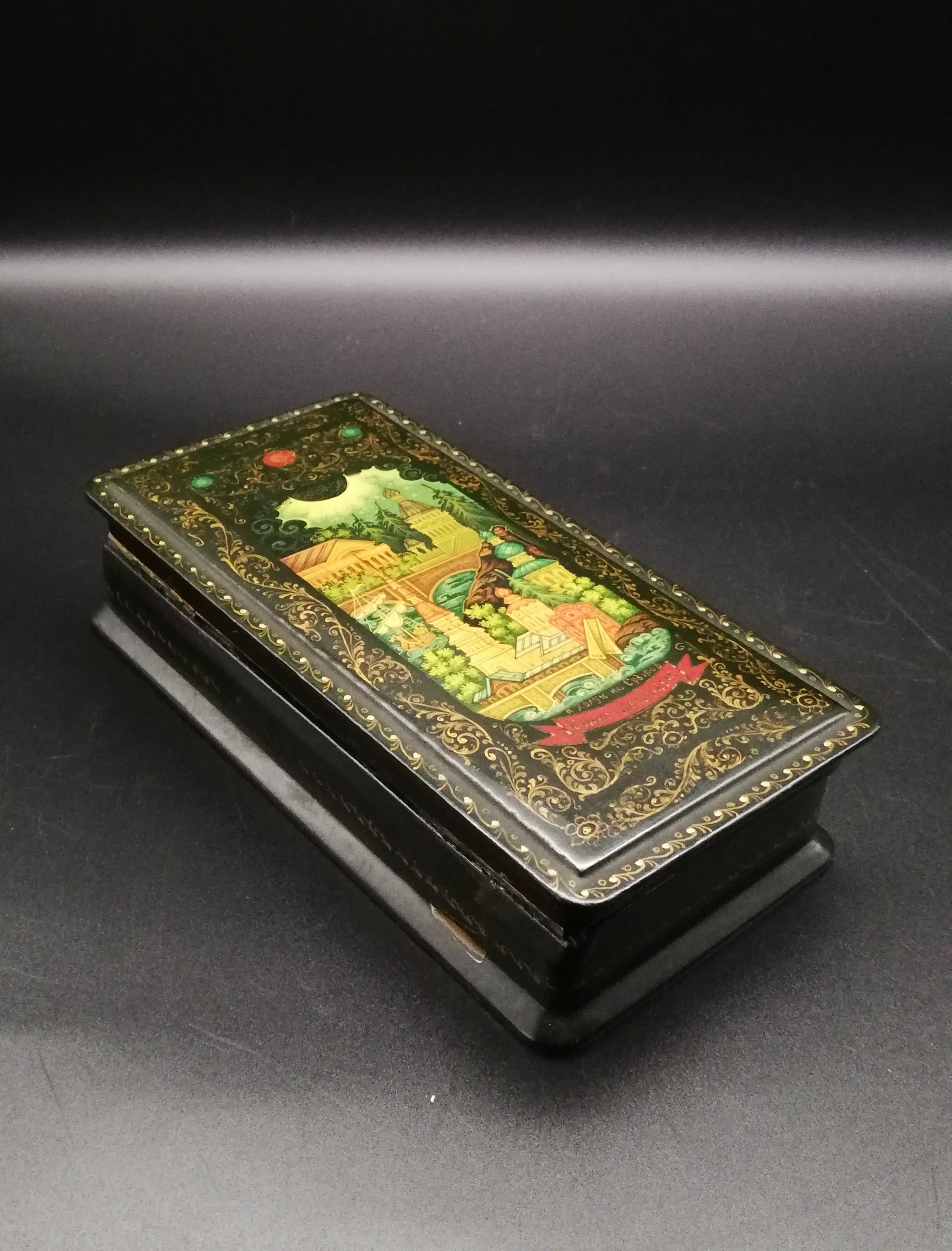 1970's Soviet Papier Mache Trinket Box Painted by Hand W/ St ...