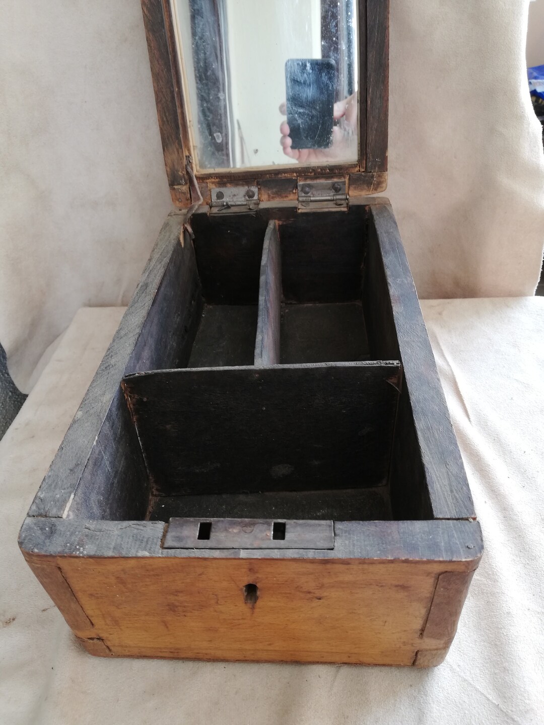 Mid Century, Turkish Wooden Barber / Shaving Box W/ Mirror ...