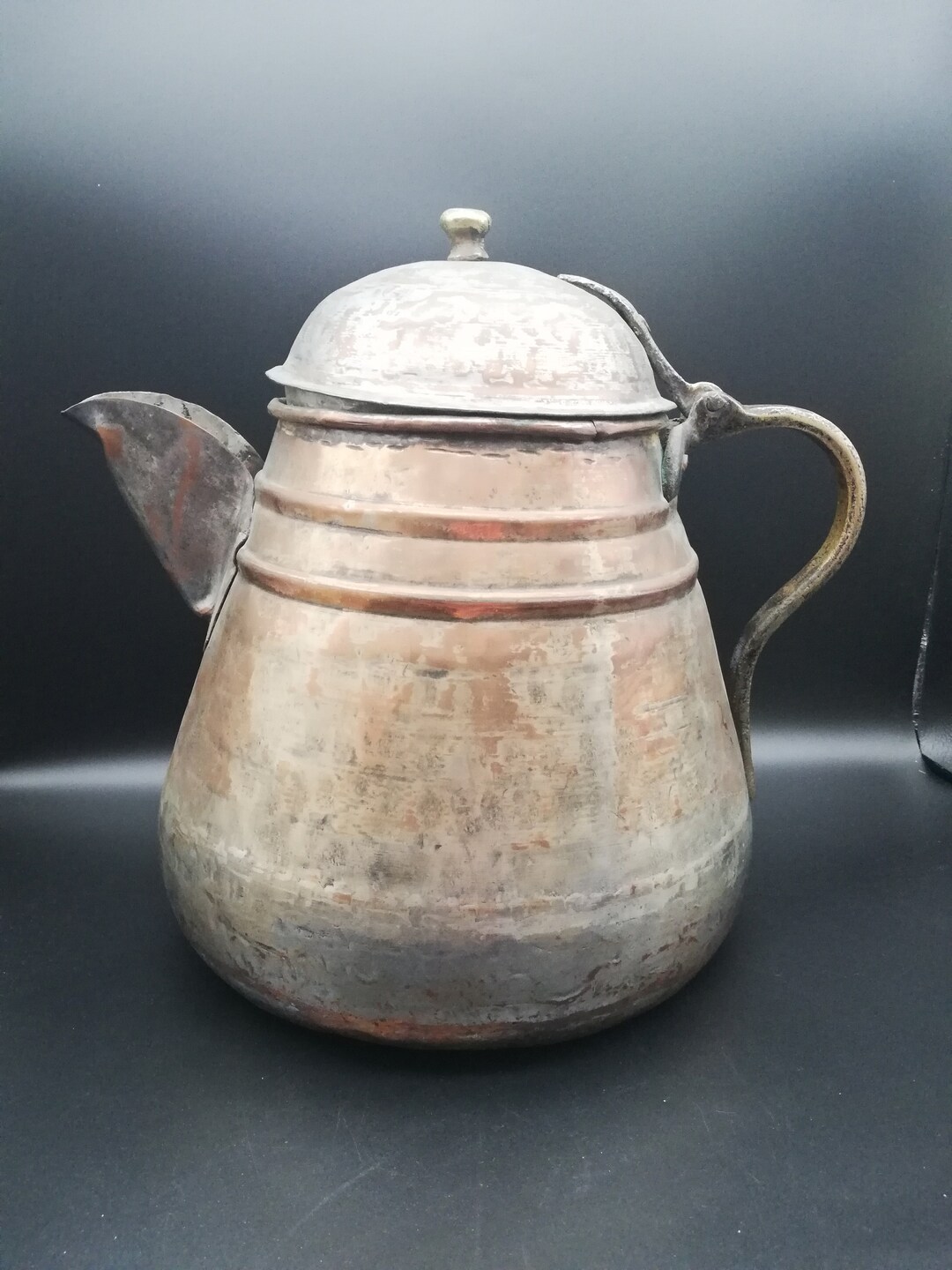 1920's Ottoman Turkish Antique HUGE Copper Tea / Coffee Pot W/ Brass ...