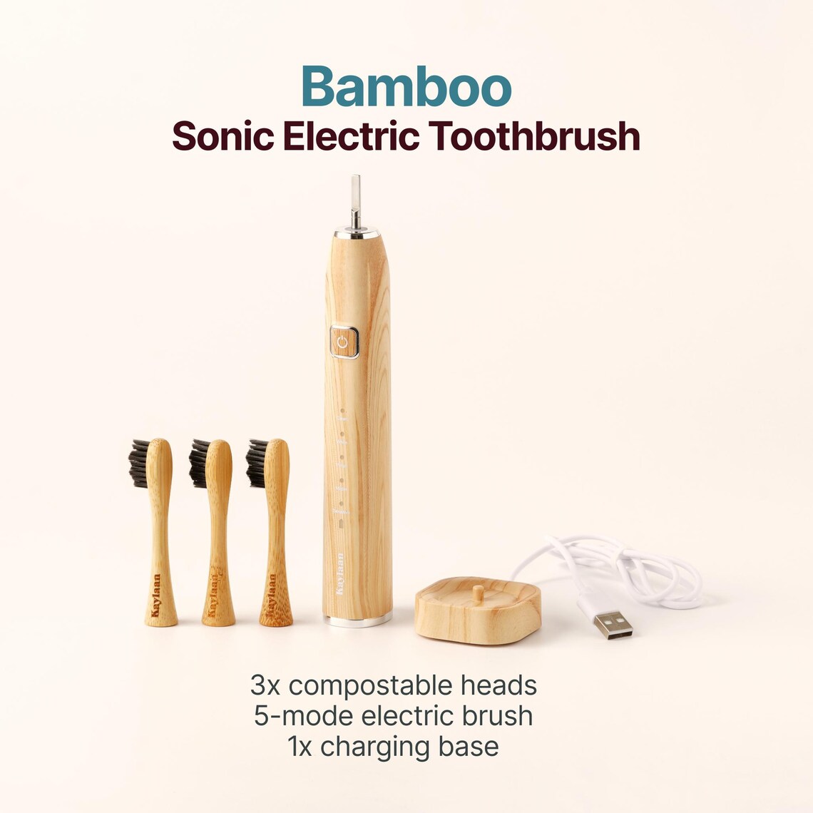 Eco Friendly Bamboo Electric Toothbrush| 4-pack Compostable Toothbrush ...