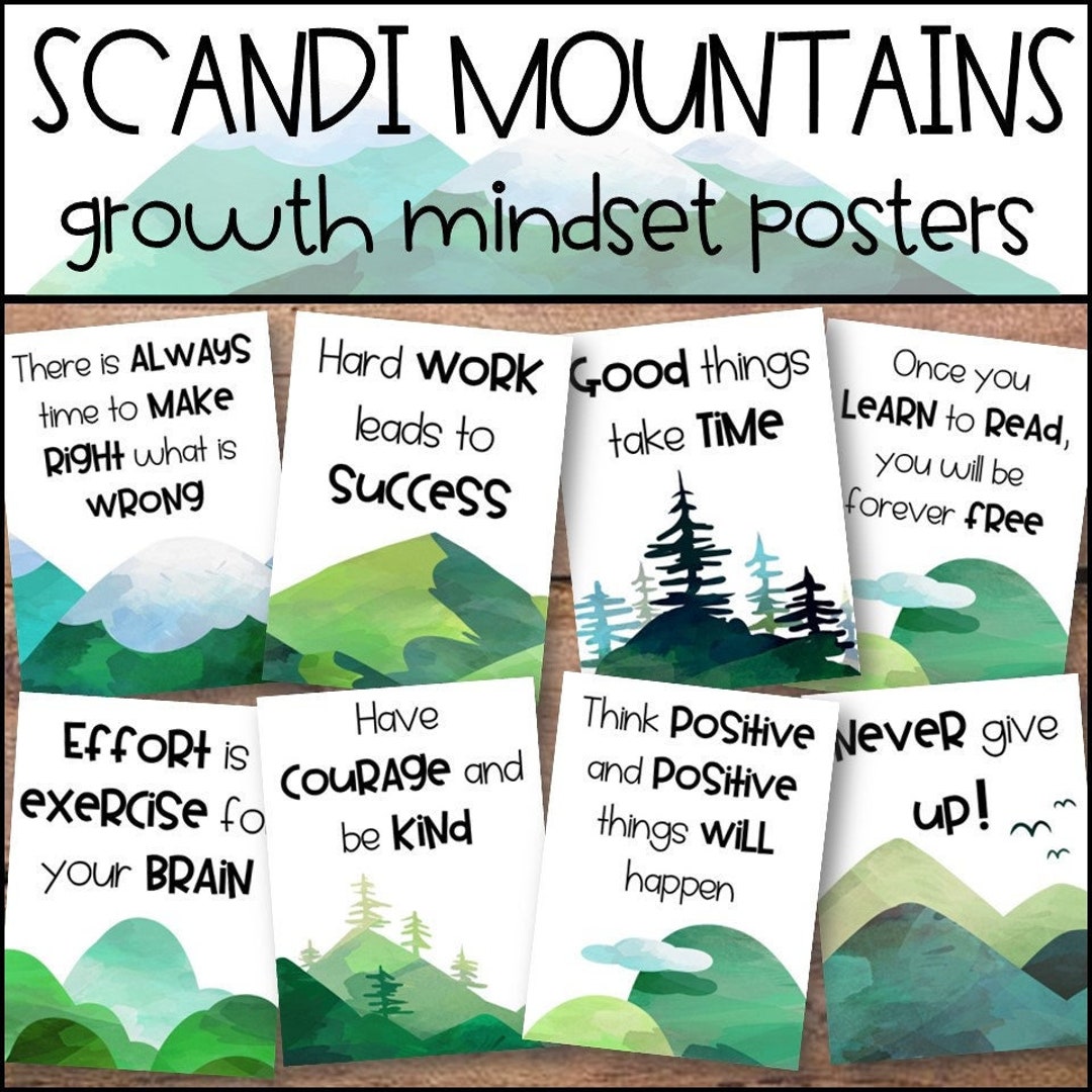 Scandi Mountains Growth Mindset Posters - Etsy