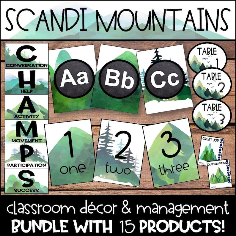 Scandi Mountains Classroom Decor & Management Back to School Bundle - Etsy