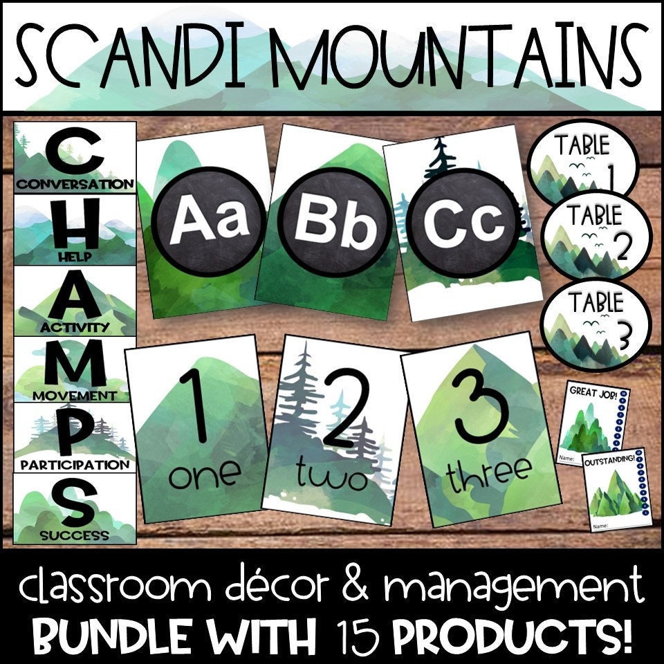 Scandi Mountains Classroom Decor & Management Back to School Bundle - Etsy