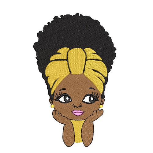 Black Girl Embroidery Design 5 Sizes Instant Download - Etsy