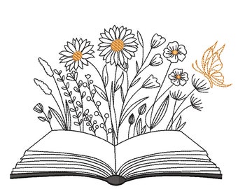 Stack of Books Machine Embroidery Design (Download Now) - Etsy