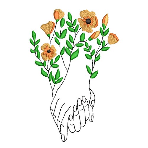 Hands With Flowers Embroidery Design - Etsy