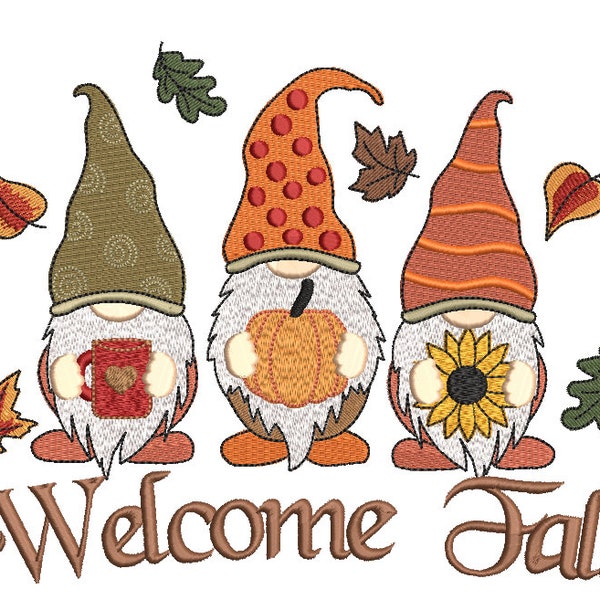 Welcome Fall Gnomes Embroidery File - Etsy