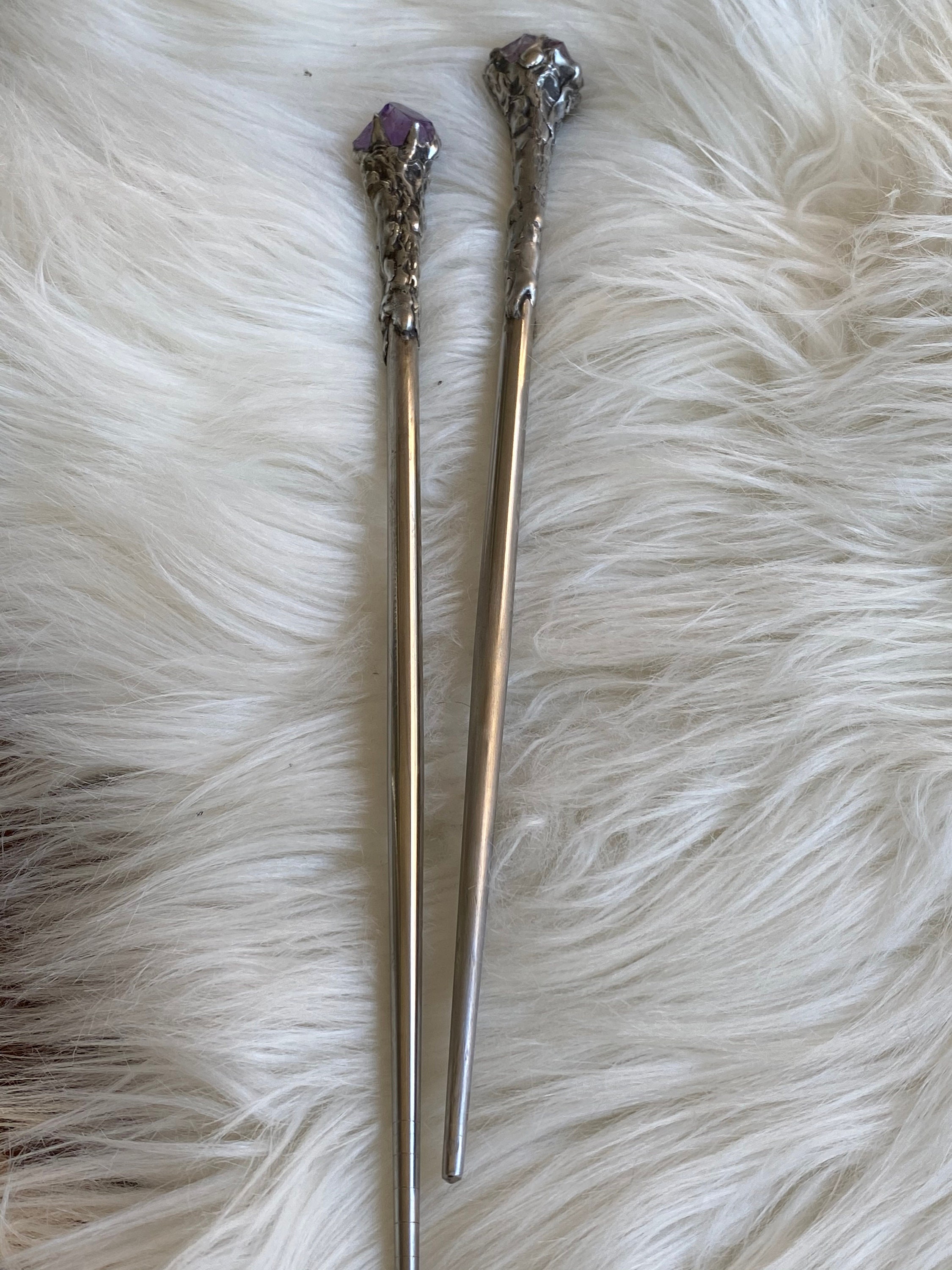 Dark Crystal Hair Stick Raw Amethyst Hair Stick Crystal Hair - Etsy