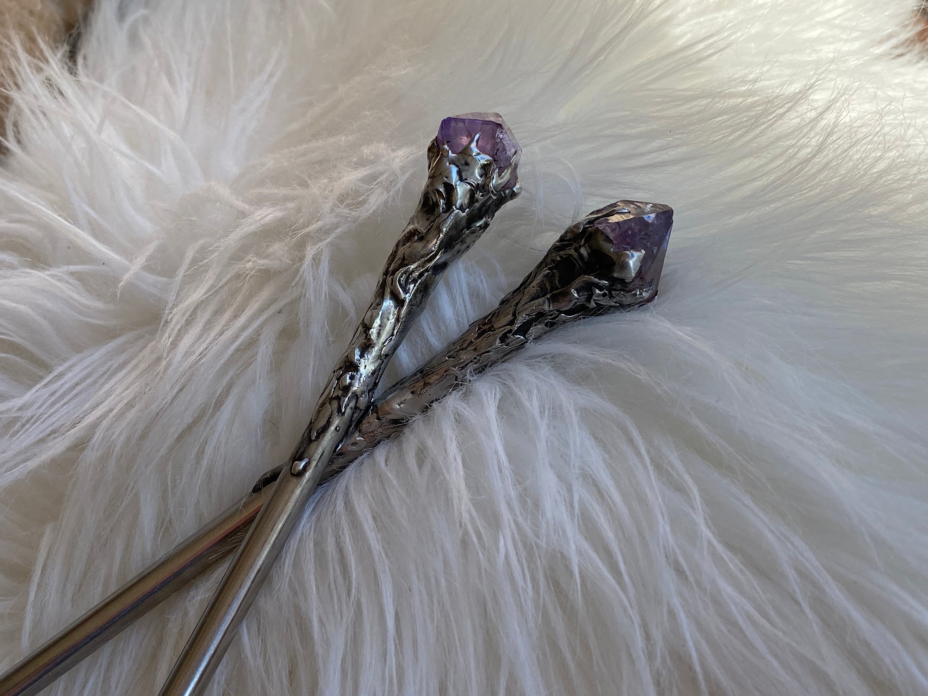 Dark Crystal Hair Stick Raw Amethyst Hair Stick Crystal Hair - Etsy