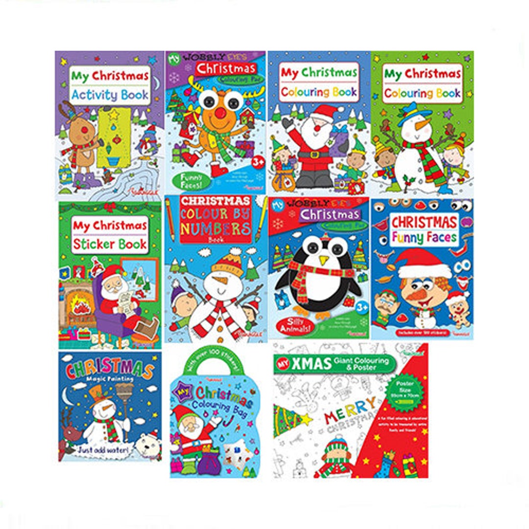 Kids Christmas Sticker Book Activity Colouring Books Funny - Etsy UK