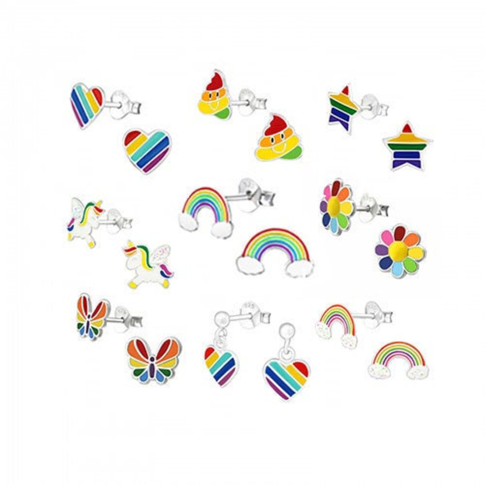 925 Sterling Silver Rainbow Studs Earrings Studs Gift Boxed - Etsy UK