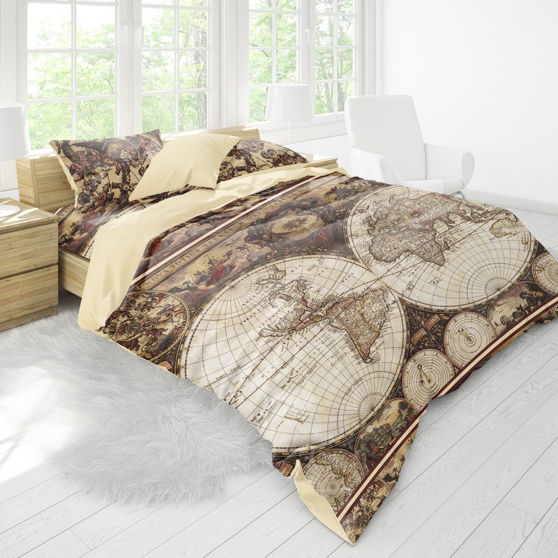 World Map Bedding - Etsy