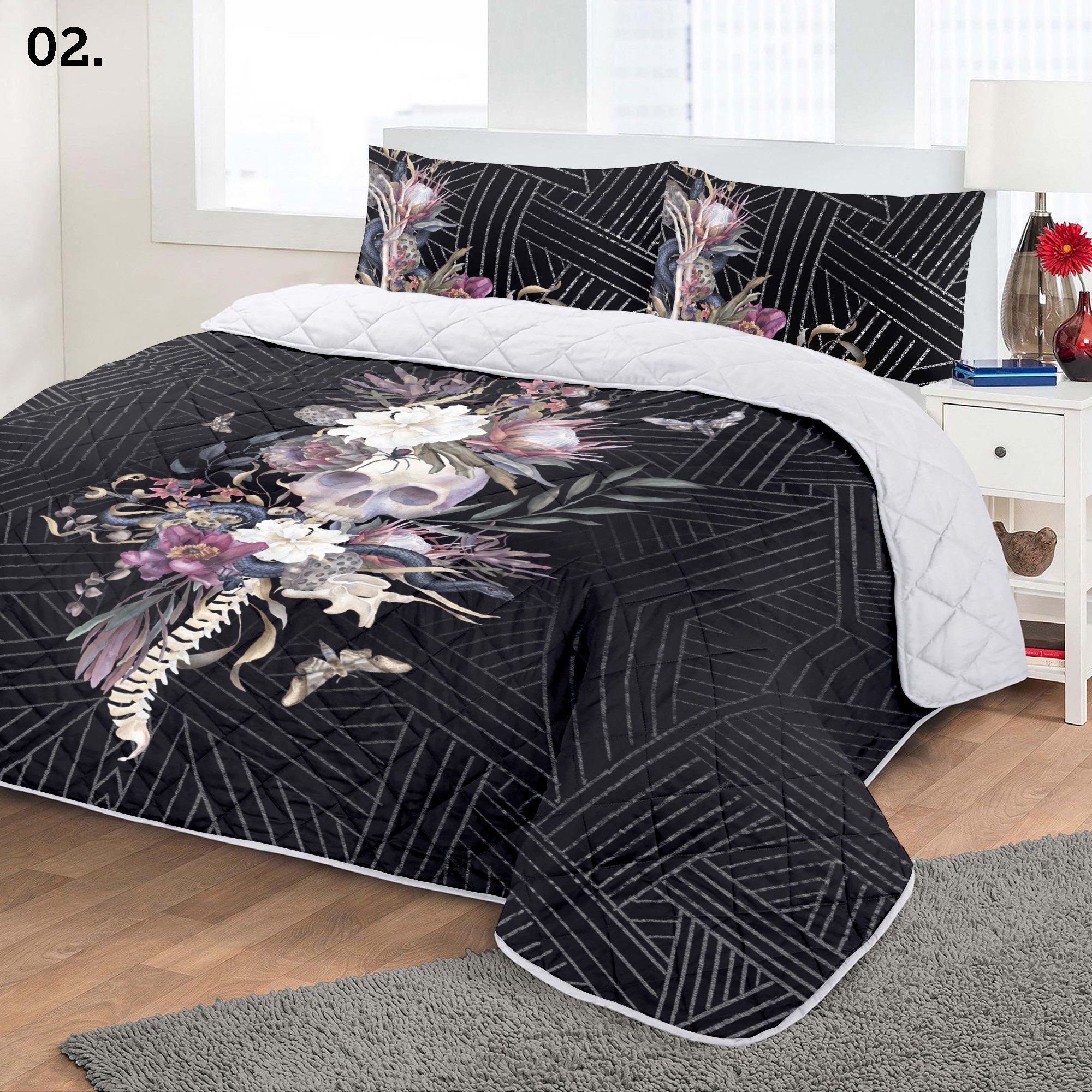 Baroque Skull Gothic Eccentric Personalised Designs Thin Quilt ...