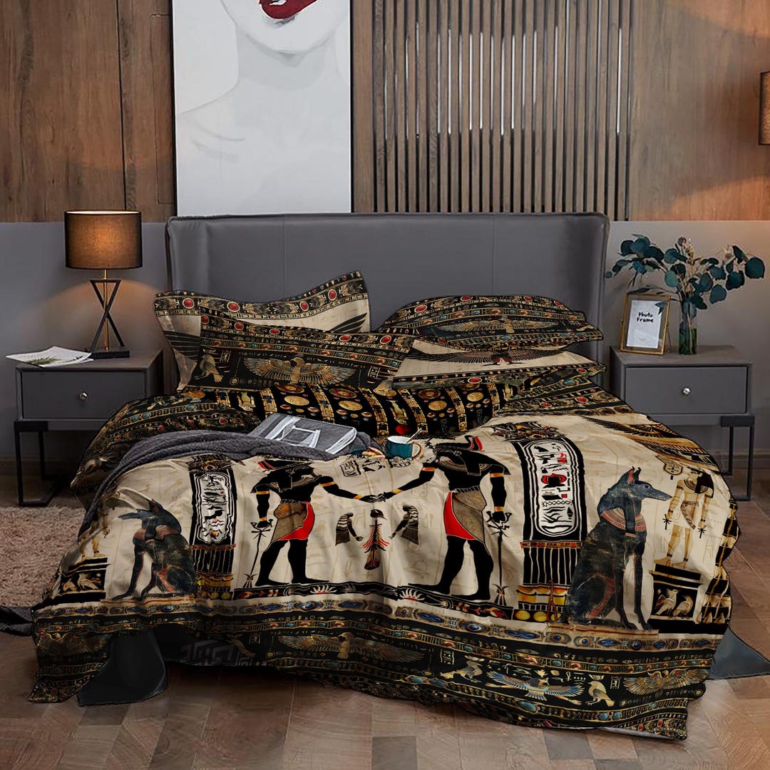 Egyptian Luxor or Pharaoh Bedding Cover Set 3/4 Pcs From Faux Silk or ...