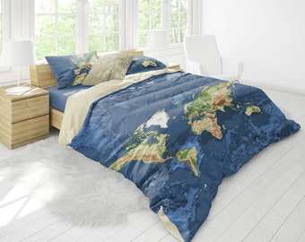 World Map Bedding - Etsy