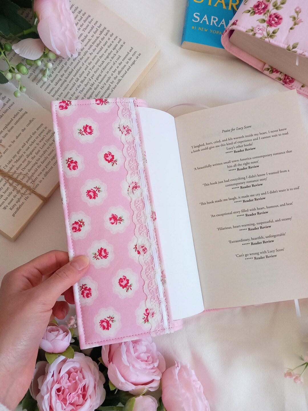 Pink Floral Book Cover: Adjustable UK Paperback Protector - Etsy