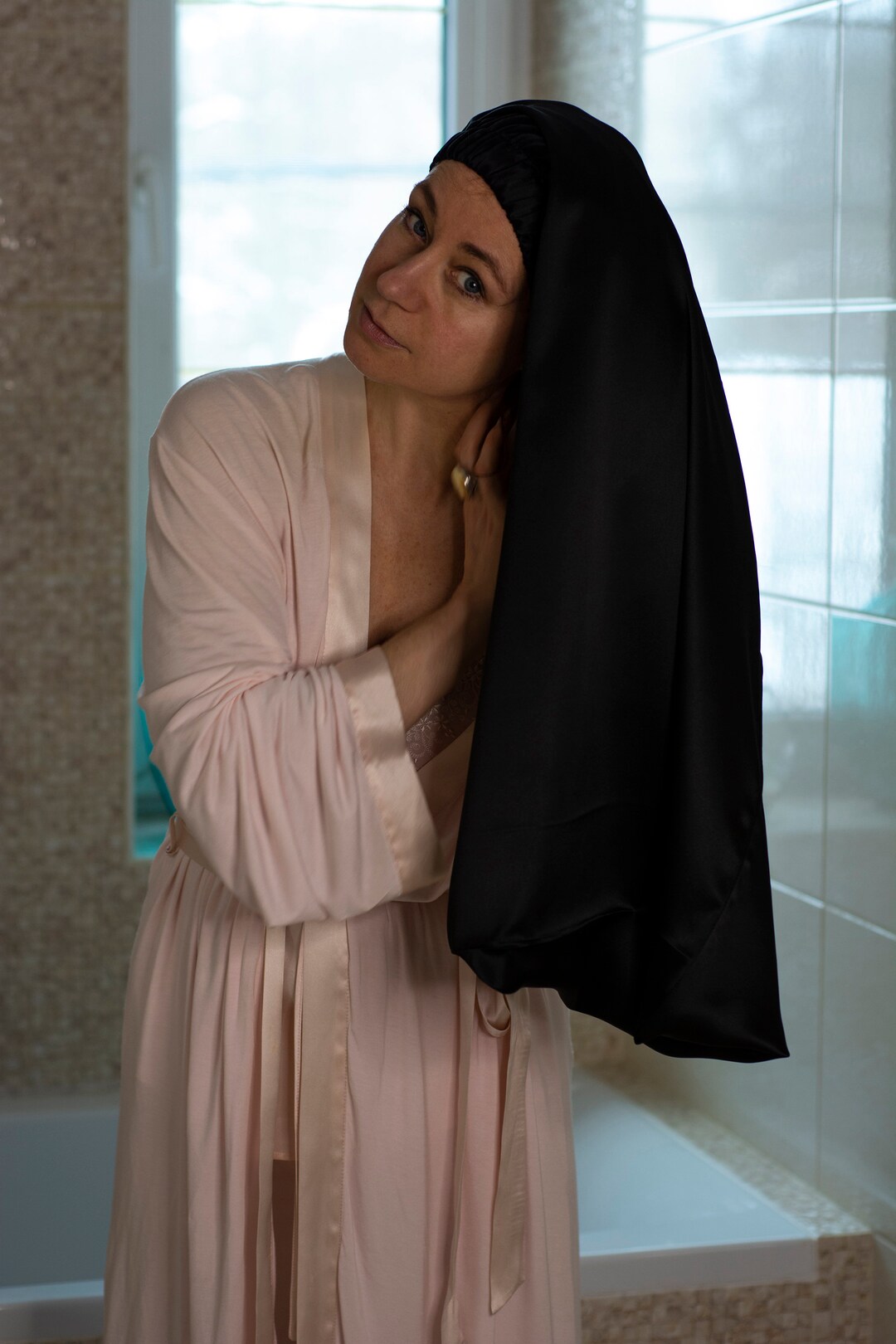 Silk Long Bonnet for Braids for Locs, Jumbo Bonnet for Curly Hair, Silk ...