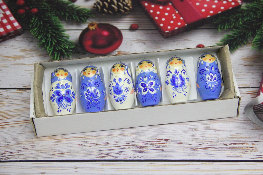 MADE IN UKRAINE Hand Painted Wood Christmas Tree Ornaments Handmade ...