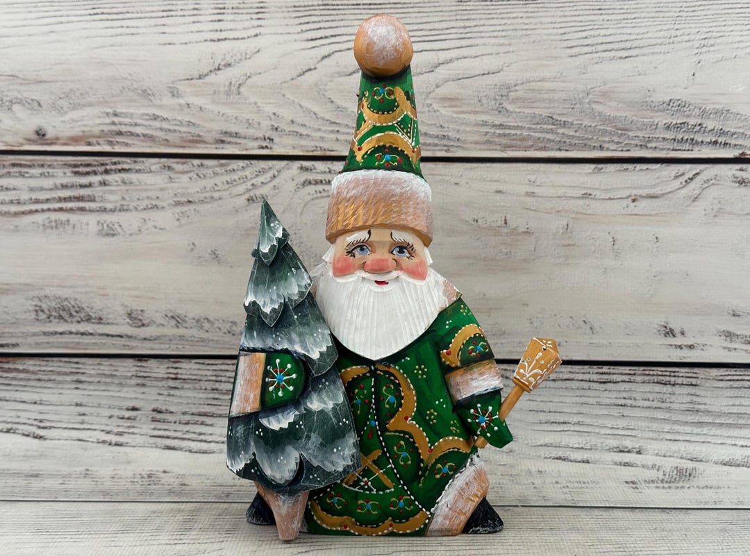 Wooden Hand Carved Santa 8.26", Father Frost, Hand Painted Ukrainian ...