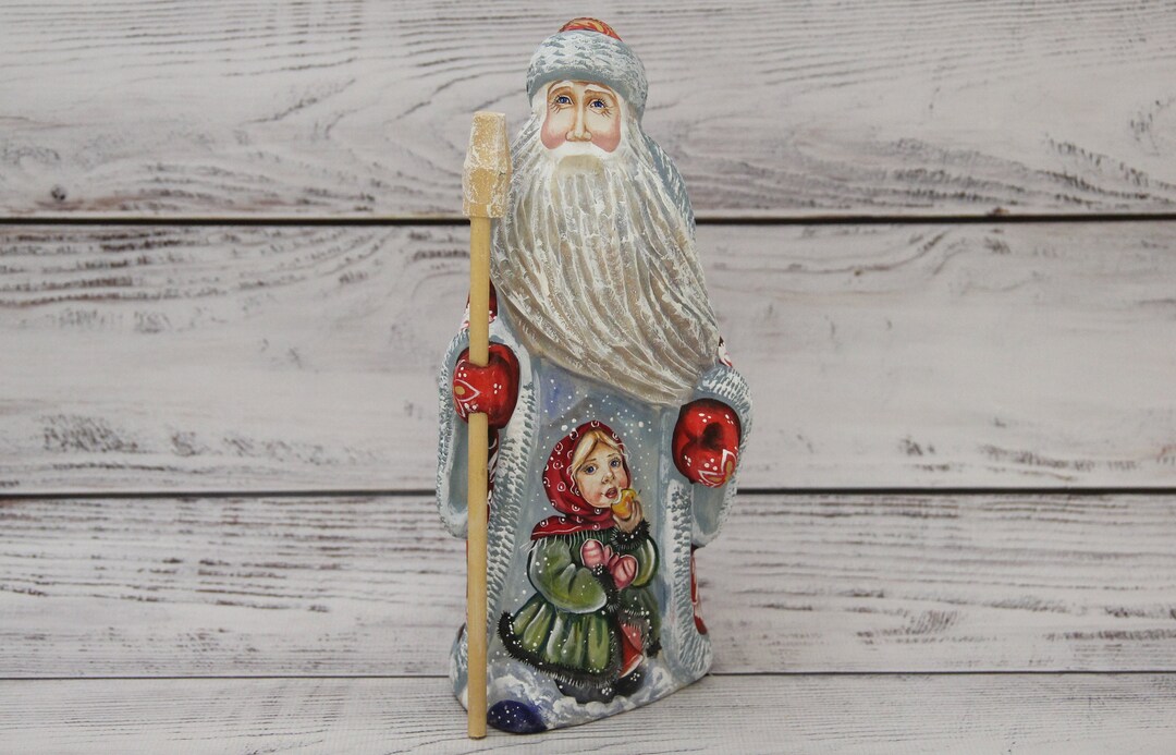 MADE IN UKRAINE Ukrainian Carved Santa 8.46" Father Frost Wooden Santa ...