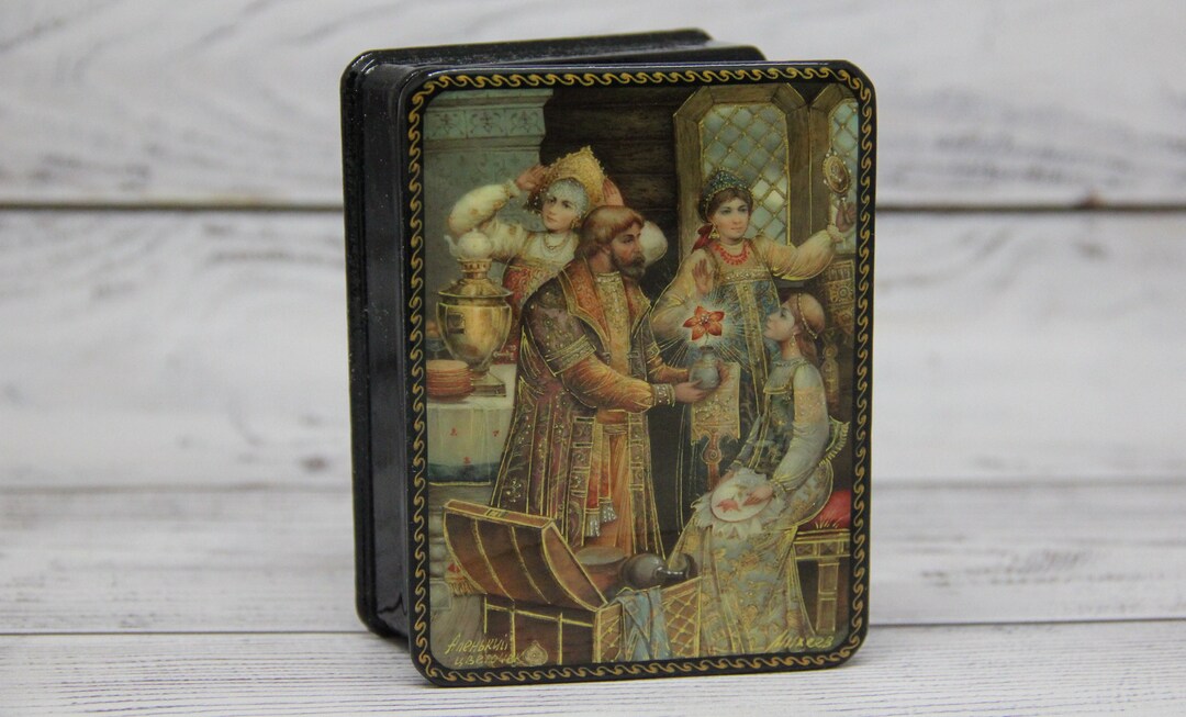Ukrainian Lacquer Box, Fedoskino Art Painting School, Fairy Tale ...
