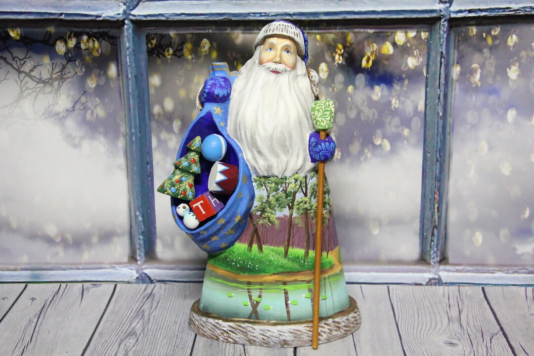MADE IN UKRAINE Wooden Hand Carved Santa 12.2 Father Frost Ukrainian ...