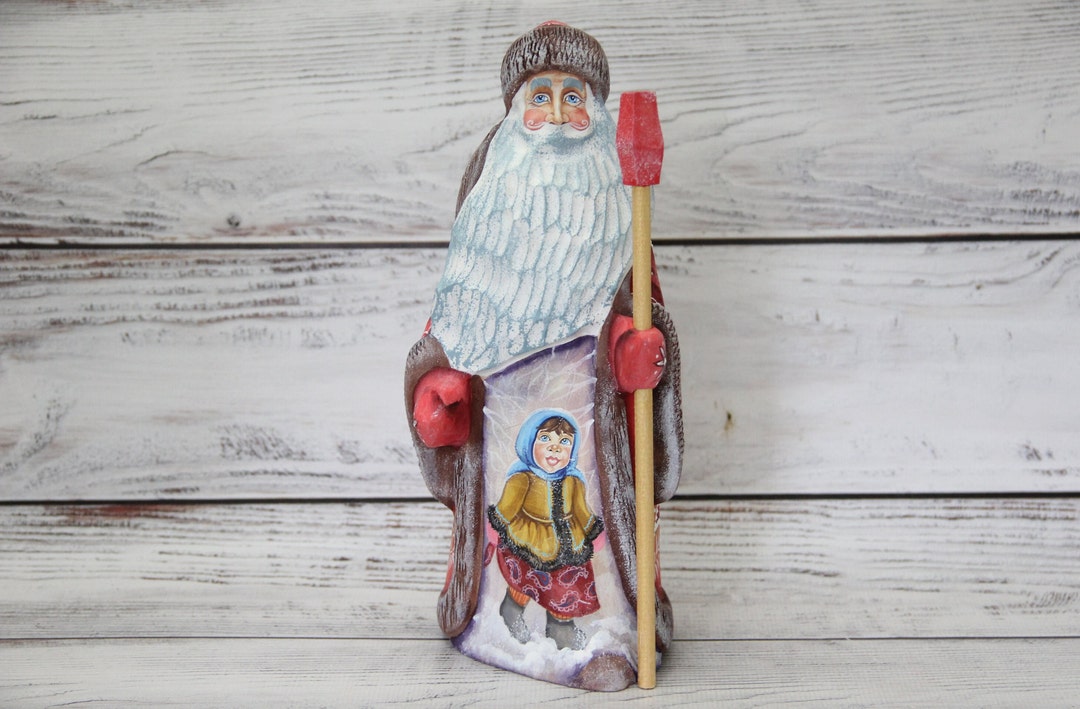 MADE IN UKRAINE Ukrainian Carved Santa 8.46" Father Frost Wooden Santa ...