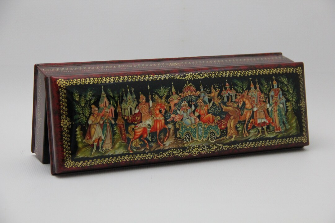 Exclusive Ukrainian Lacquer Box, Palekh Art Painting School, Golden ...