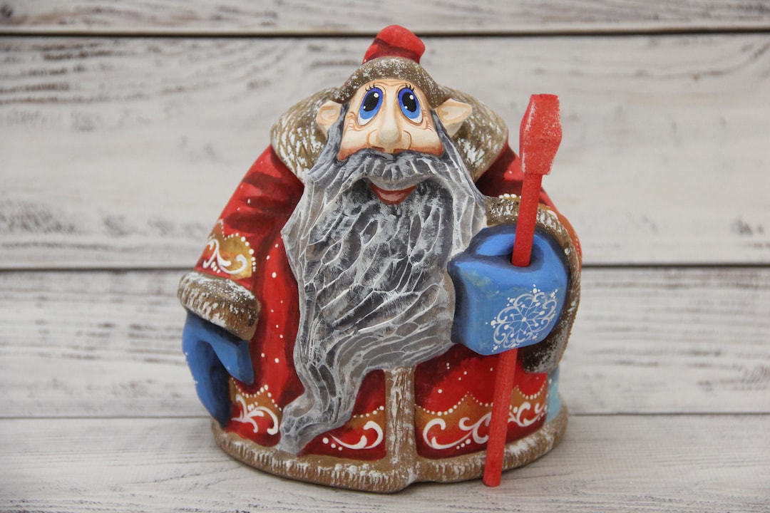 MADE IN UKRAINE Ukrainian Carved Santa 6.29 Father Frost Wooden Santa ...