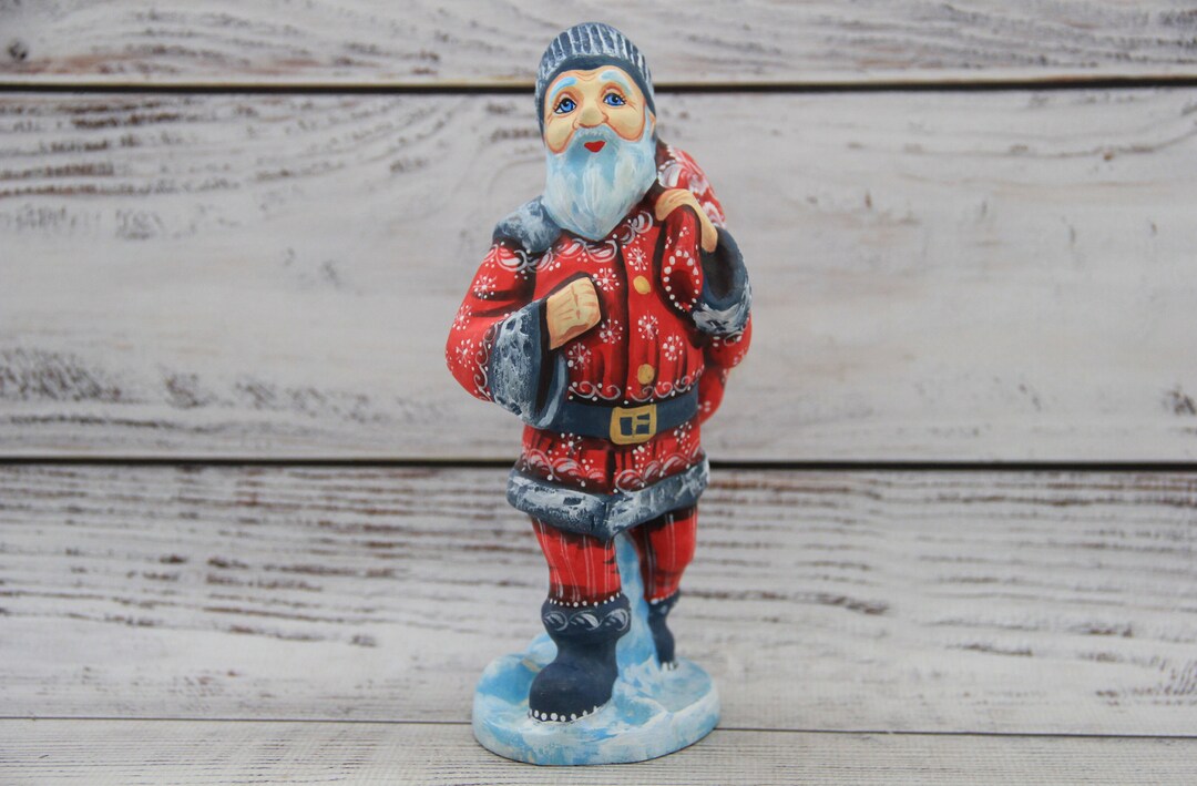 Ukrainian Carved Santa 6.29" Father Frost Wooden Santa Hand Carved Hand ...
