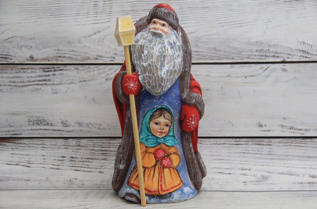 Wooden Hand Carved Santa 9.05", Father Frost, Ukrainian Santa Hand ...