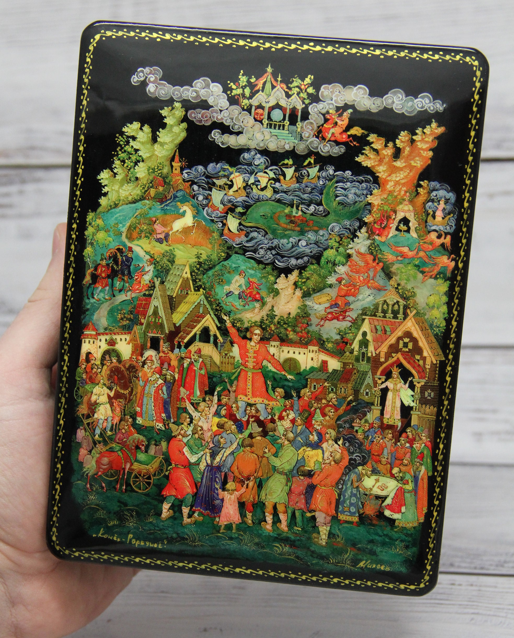 Big Size Ukrainian Lacquer Box Palekh Art Painting School - Etsy