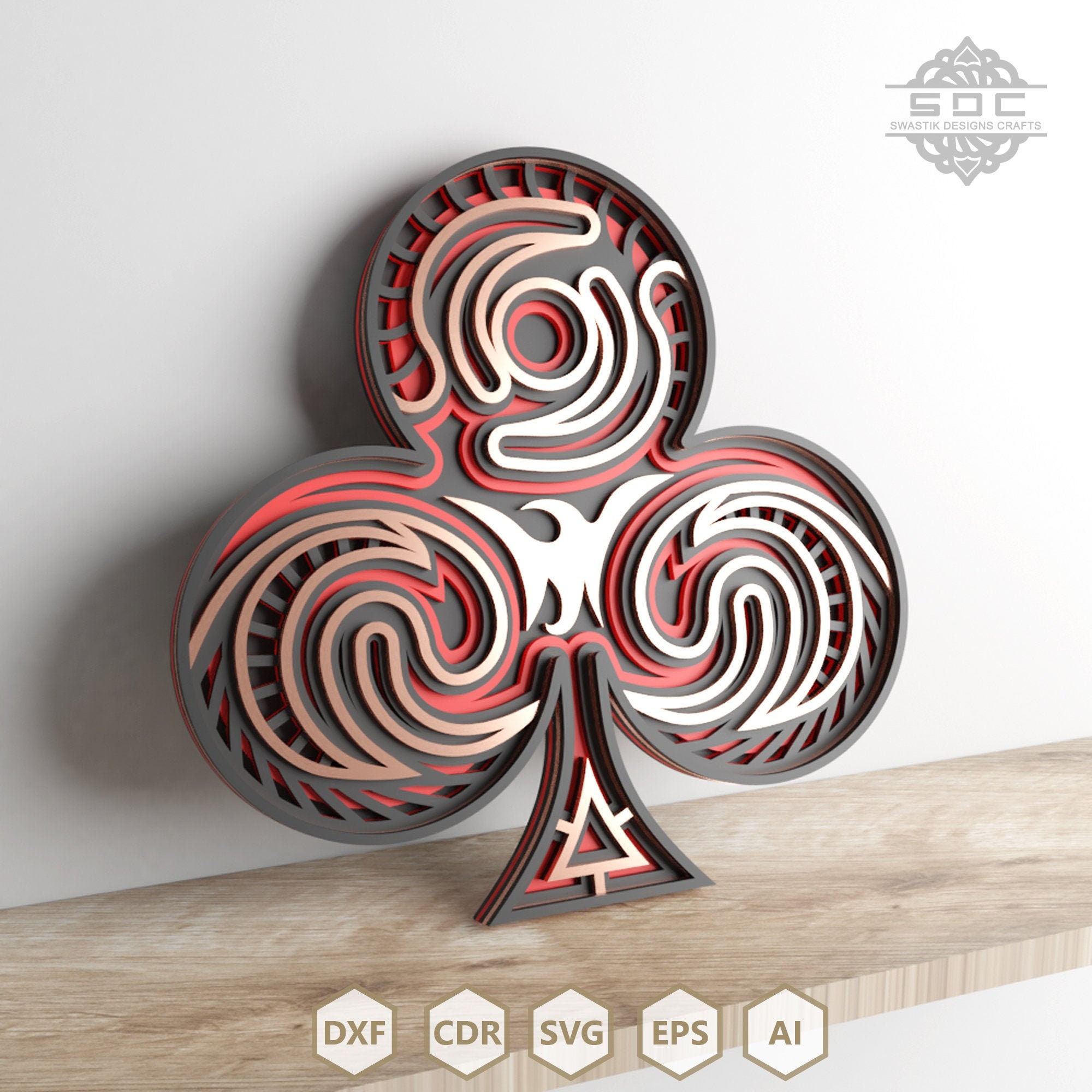 MULTILAYER Clubs Suit Clover Dxf Files Wall Art for Laser - Etsy