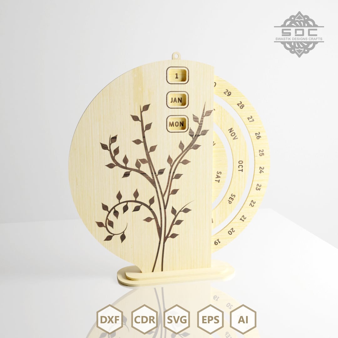 Laser Cut Perpetual Calendar Dxf Files Svg Template Digital Download - Etsy