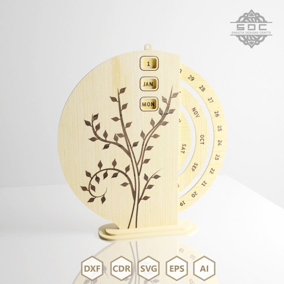 Laser Cut Perpetual Calendar Dxf Files Svg Template Digital - Etsy UK