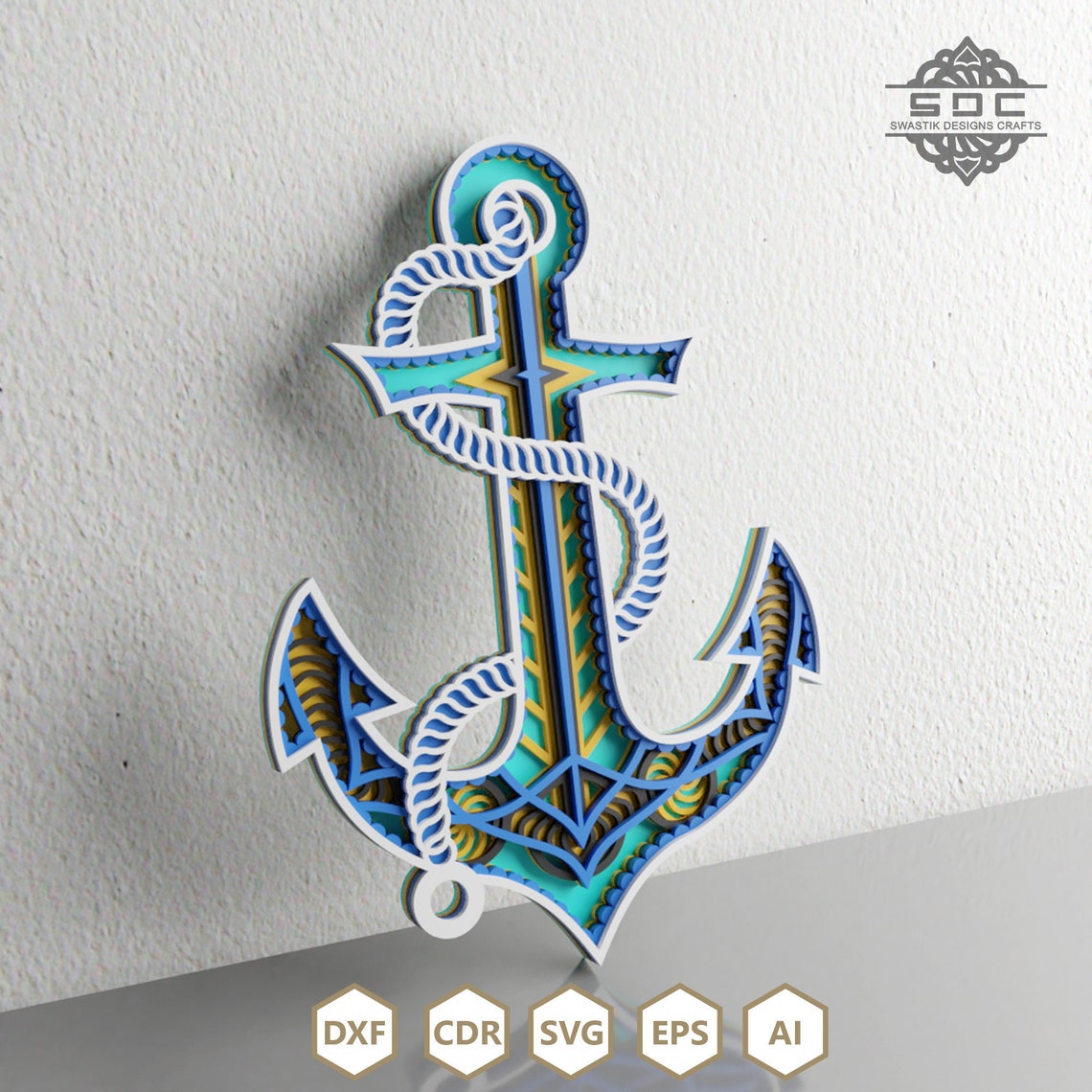 Multilayer File Anchor Mandala DXF Files Svg Template for - Etsy