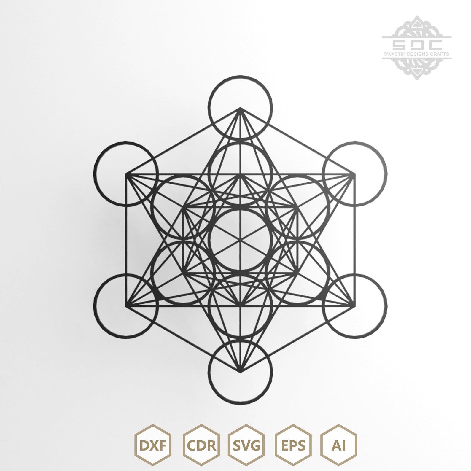Metatron cubo sacro simbolo geometrico dxf file svg modello - Etsy Italia