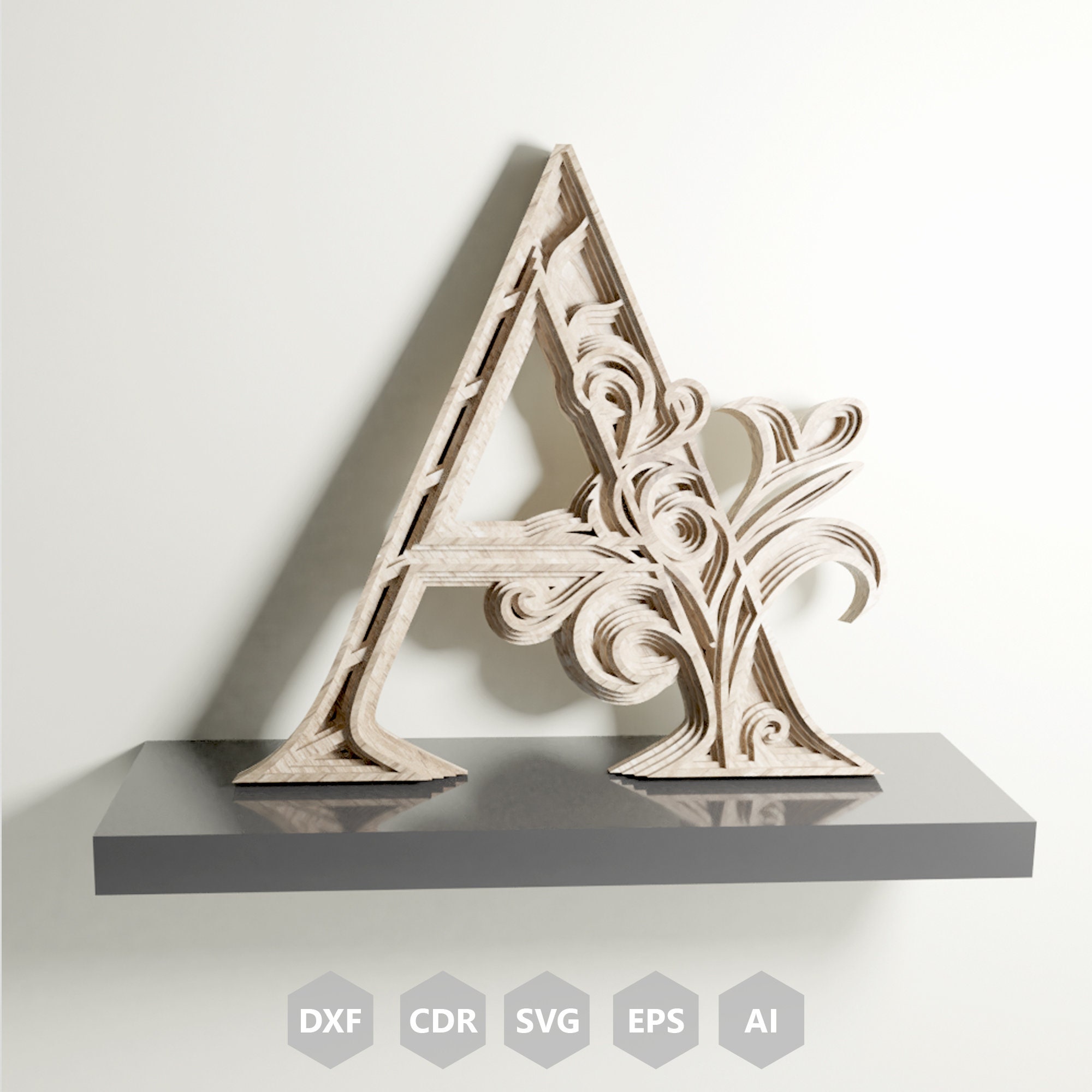Layered Letter A Multilayer letter A DXF files lasercut | Etsy