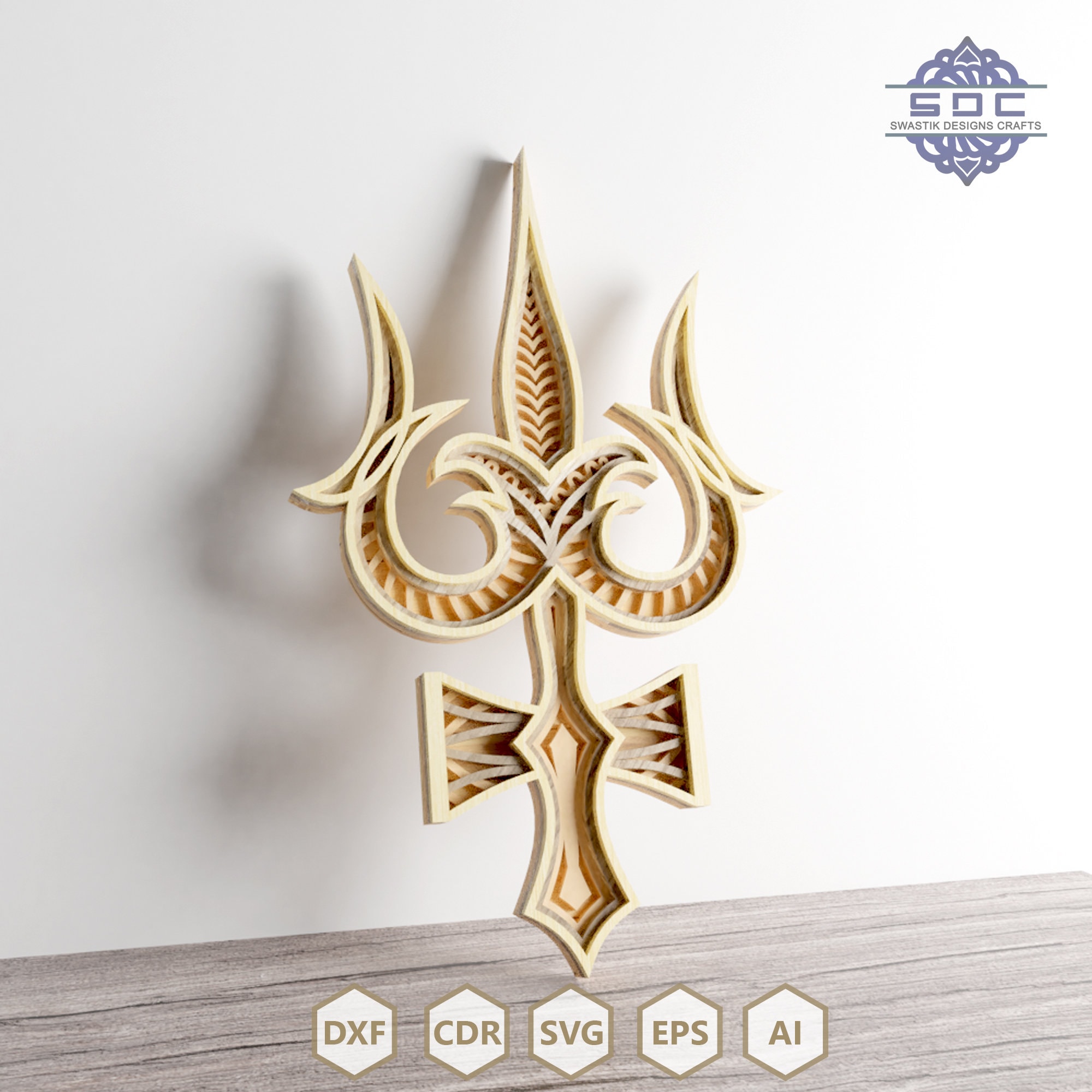 Meerlaags bestand Trishula svg sjabloon dxf bestanden of laser snijden ...