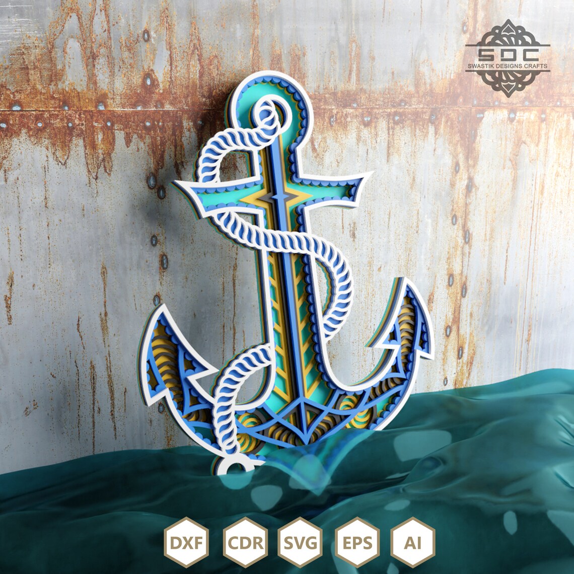 Multilayer File Anchor Mandala DXF Files Svg Template for - Etsy