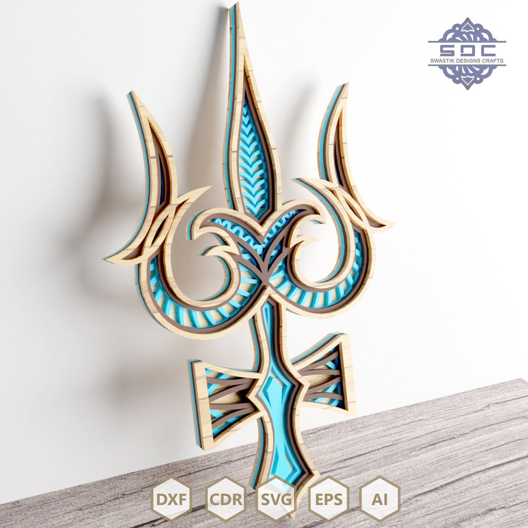 Multilayer File Trishula Svg Template Dxf Files or Laser Cutting Cricut ...