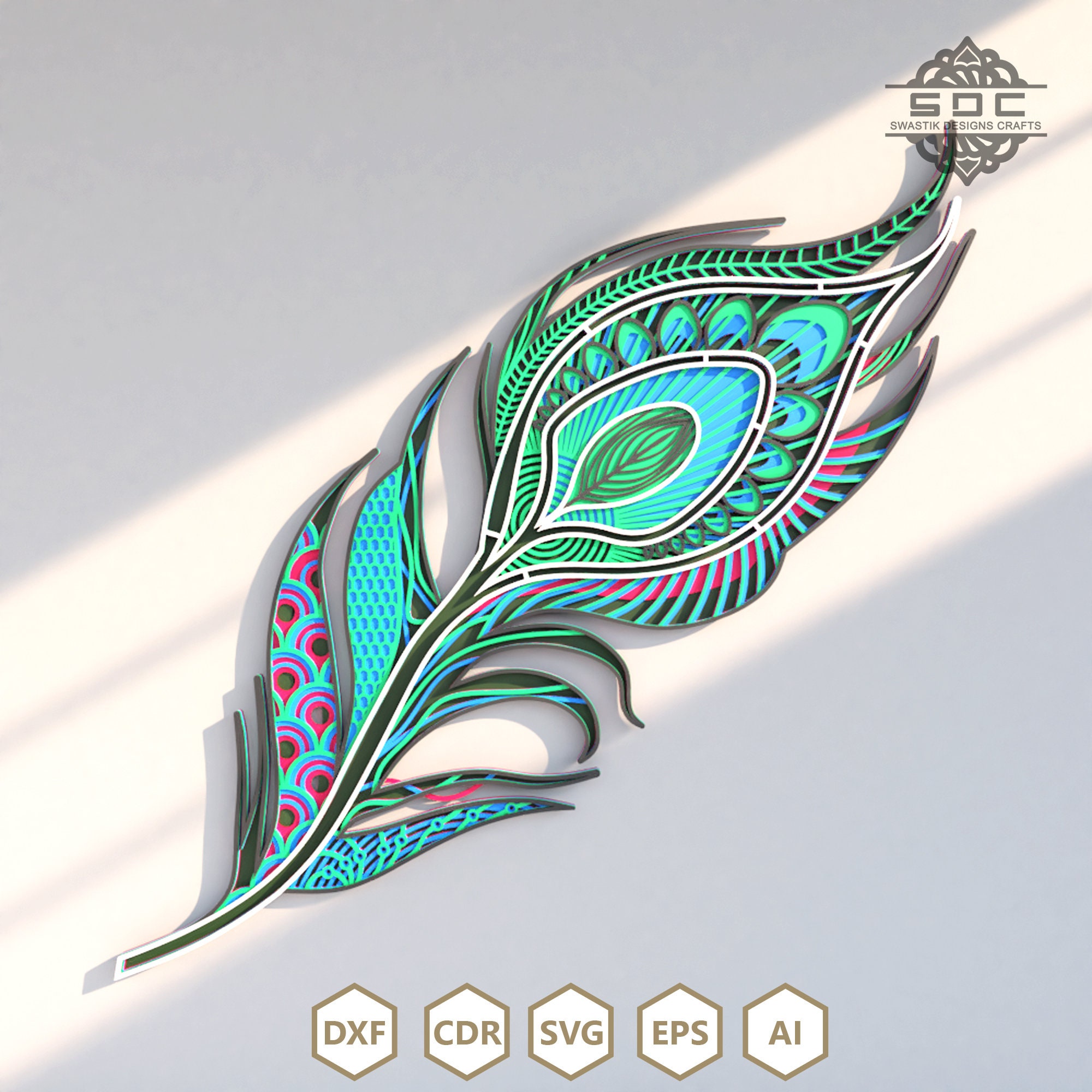 Multilayer File Feather Mandala DXF Files Svg Template for Laser Cutting. - Etsy