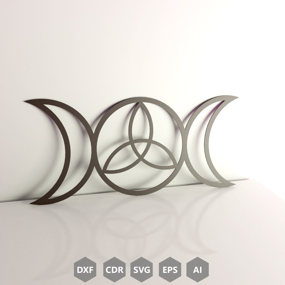 Triple Moon Sacred Geometric Symbol DXF File SVG File Template for ...