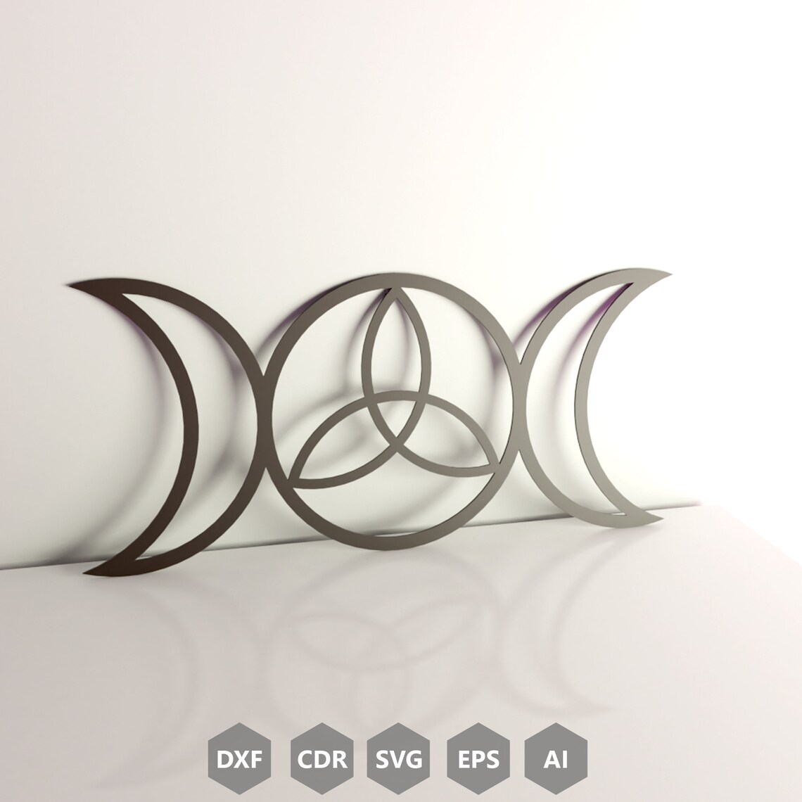 Triple Moon Sacred Geometric Symbol DXF File SVG File Template for ...