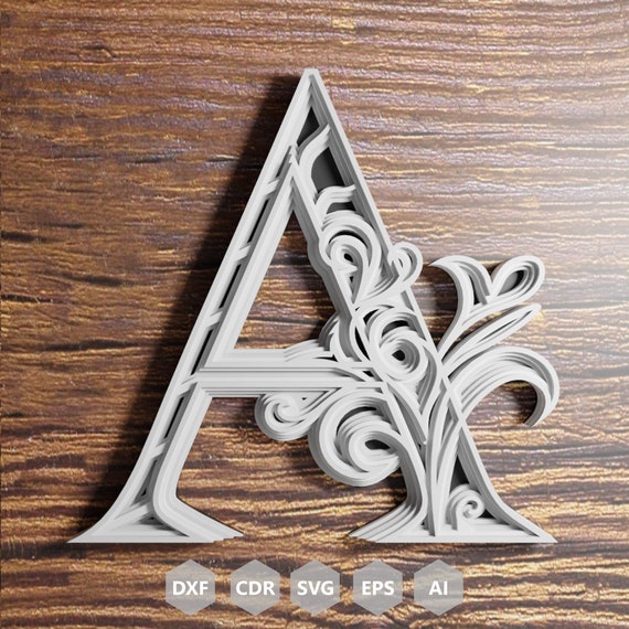 Layered Letter A Multilayer Letter A DXF Files Lasercut - Etsy