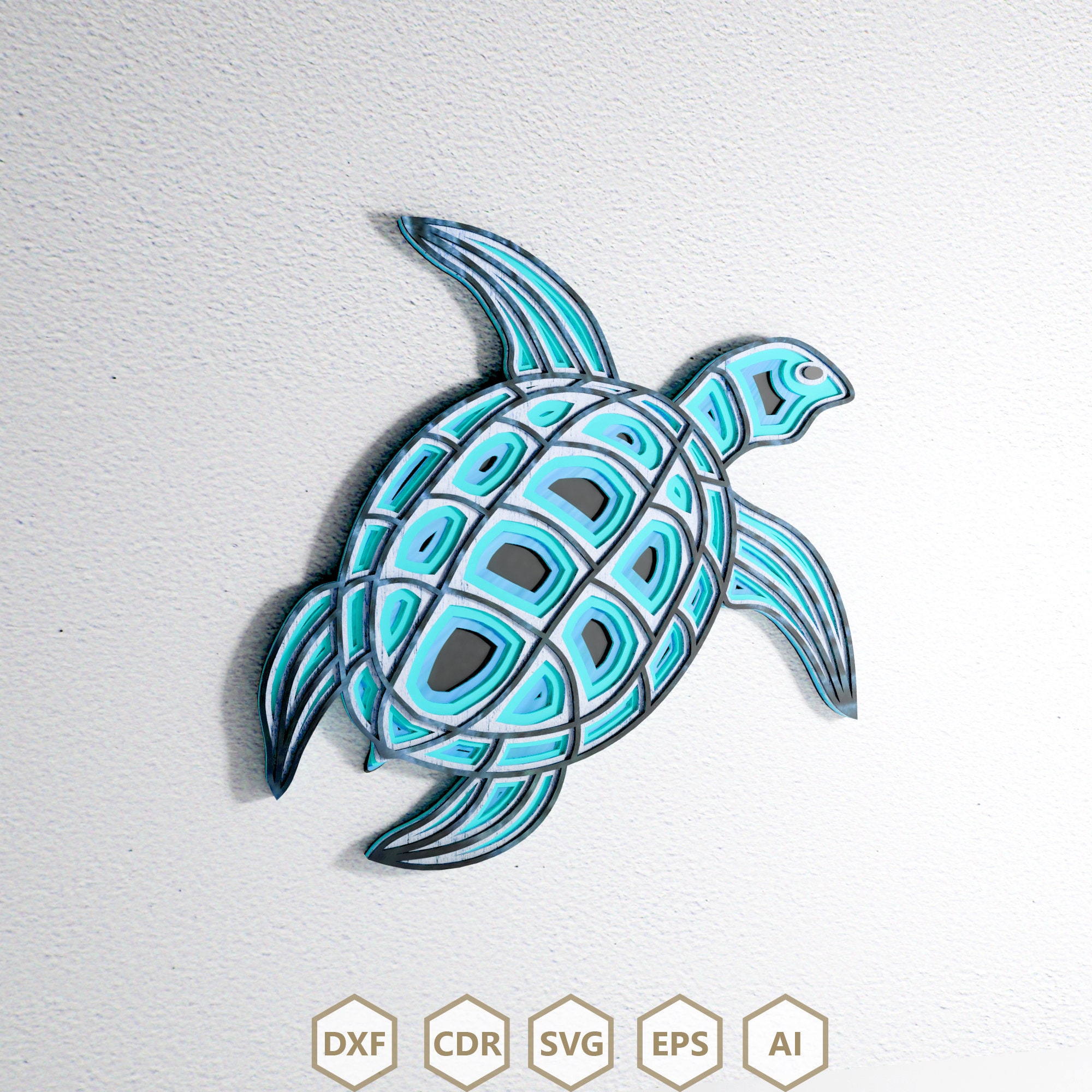 Multilayer Sea Turtle Svg Files Dxf Files Ai Cdr Eps Files for | Etsy