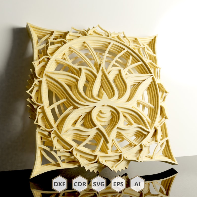 Lotus Mandala DXF File/ Lasercut File/ Wood Cutting Files/ - Etsy