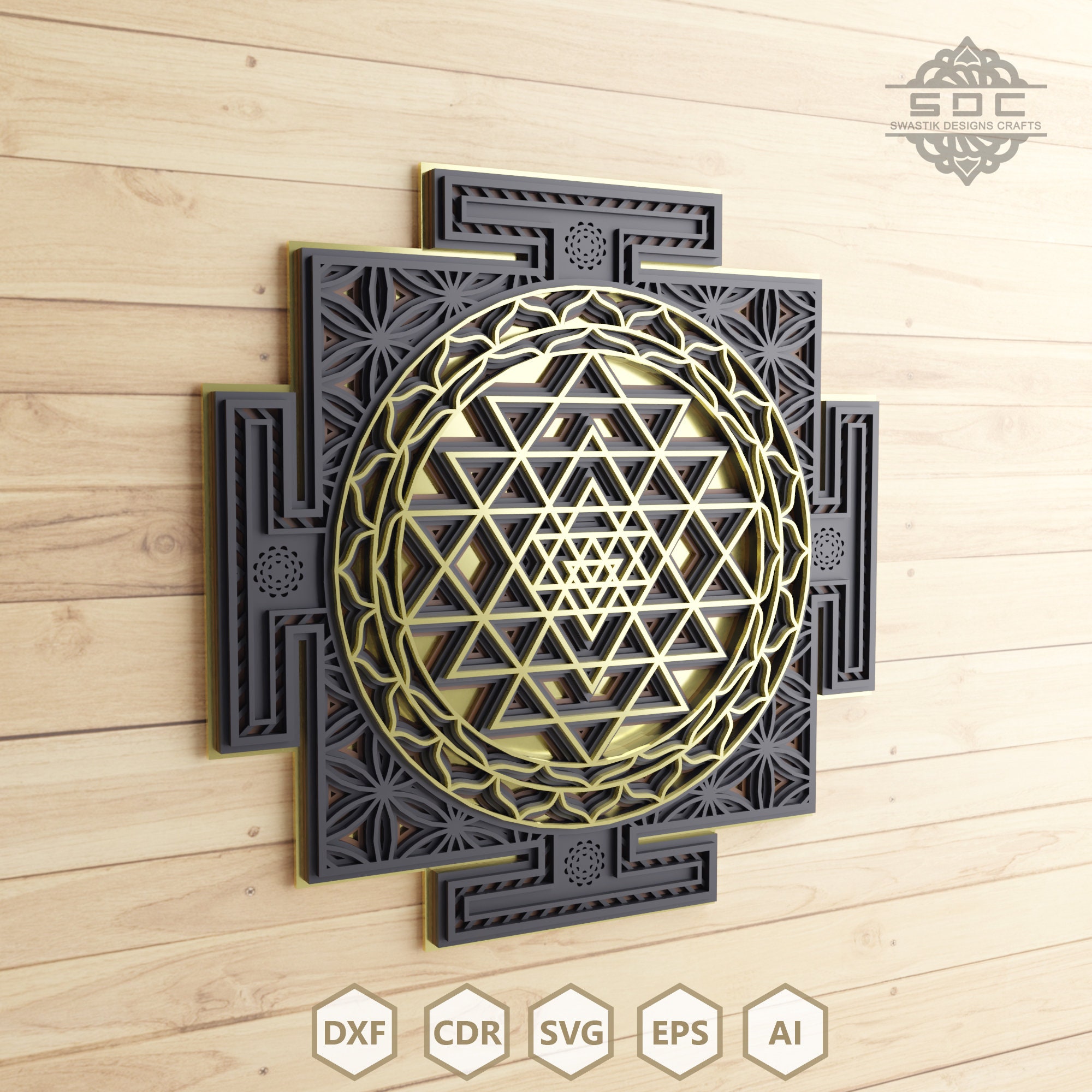 Multilayer Sri Yantra Mandala Art Wall Decor High Quality Dxf Files Svg ...