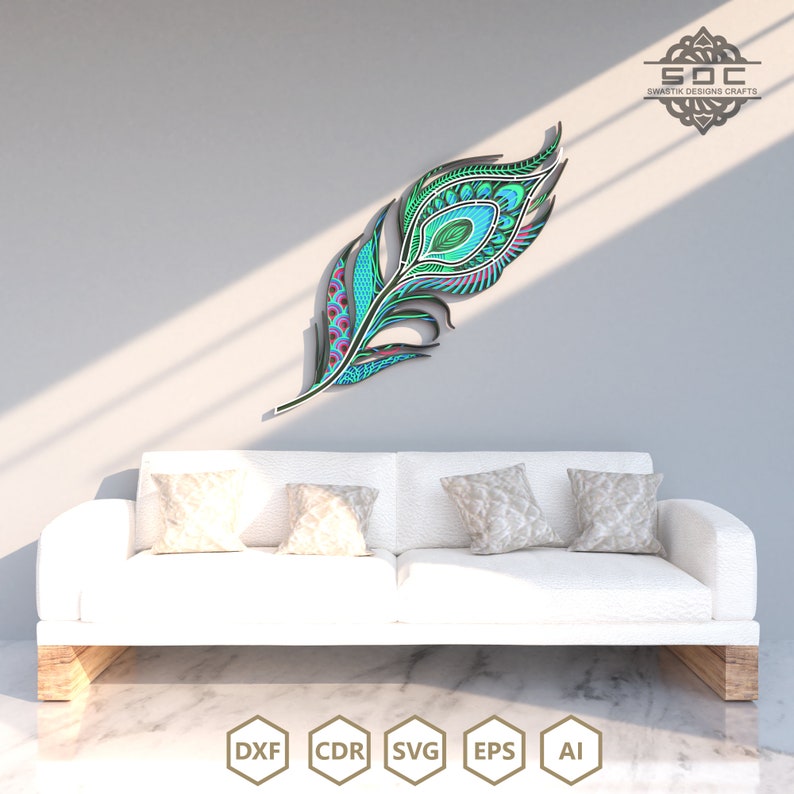 Multilayer File Feather Mandala DXF Files Svg Template for - Etsy